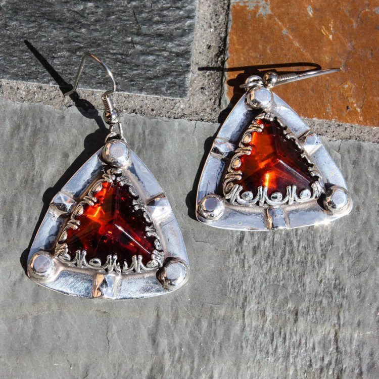 Red Amber Earrings - Angela Blessing Jewelry Designs