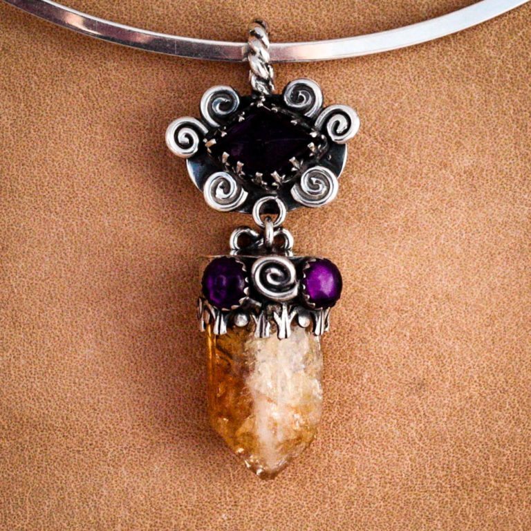 Warmth and Passion~REVERSIBLE Citrine Crystal Pendant w Sunstone and ...